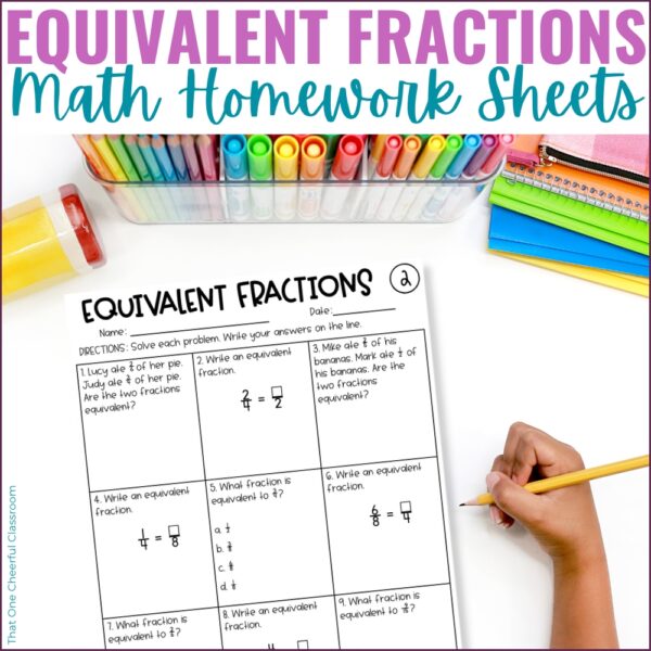 Finding Equivalent Fractions Math Homework Worksheets | Made By Teachers