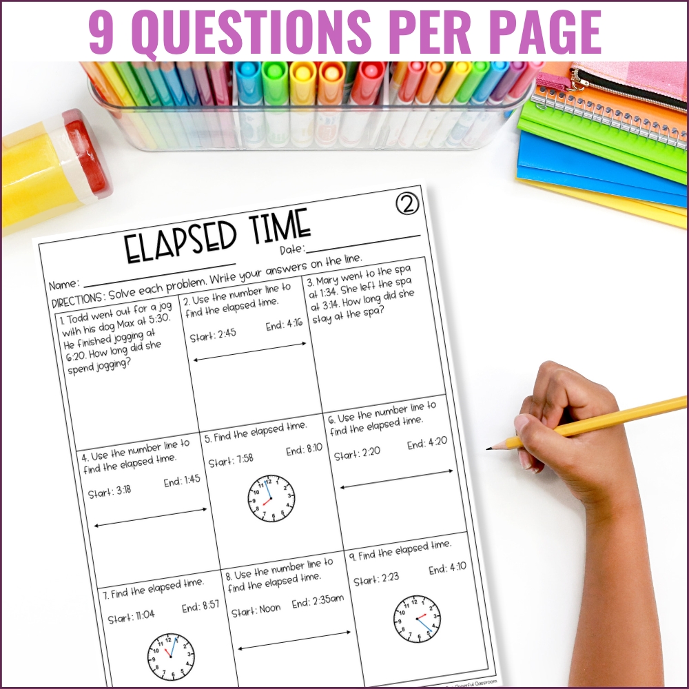 Elapsed Time with Word Problems Math Homework Worksheets for 3rd Grade ...