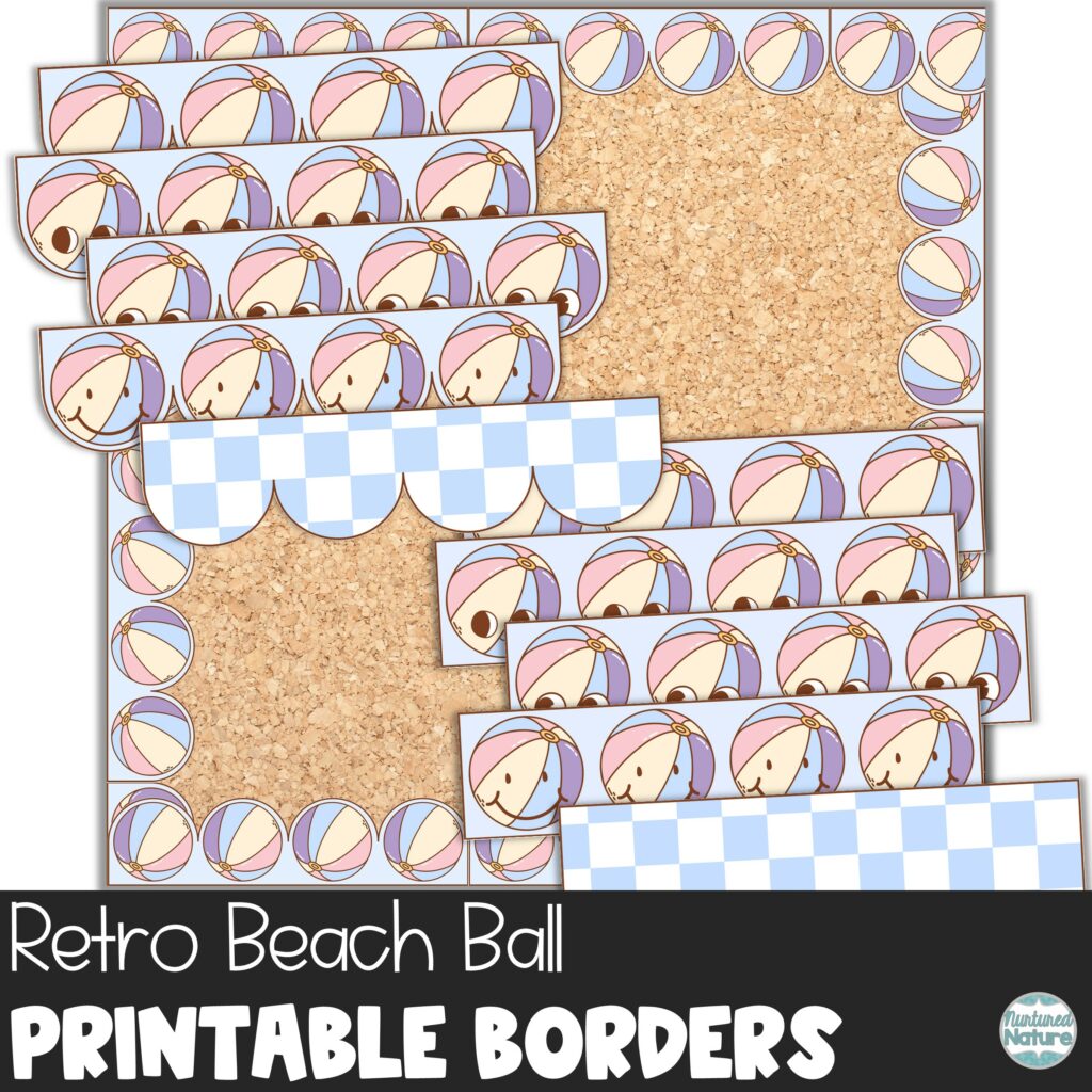 Summer Bulletin Board Border Printable - Retro Beach Ball and ...