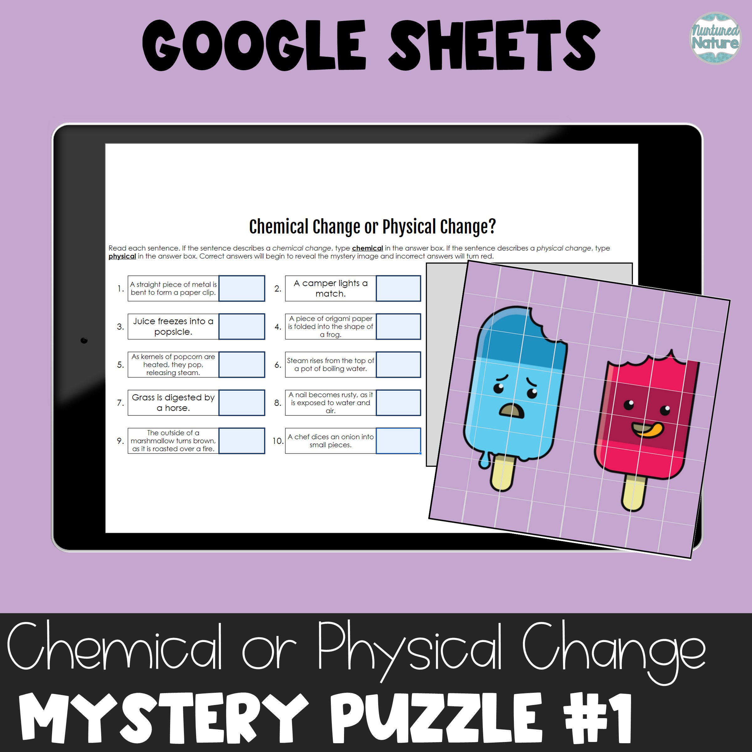 Chemical or Physical Change Digital Pixel Art Puzzle 1 Google Activity ...