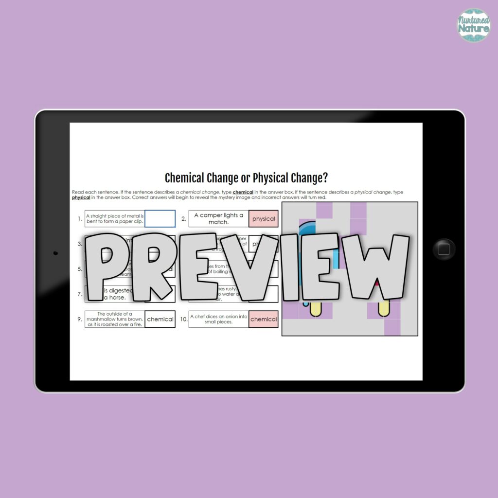 Chemical or Physical Change Digital Pixel Art Puzzle Google Activity ...