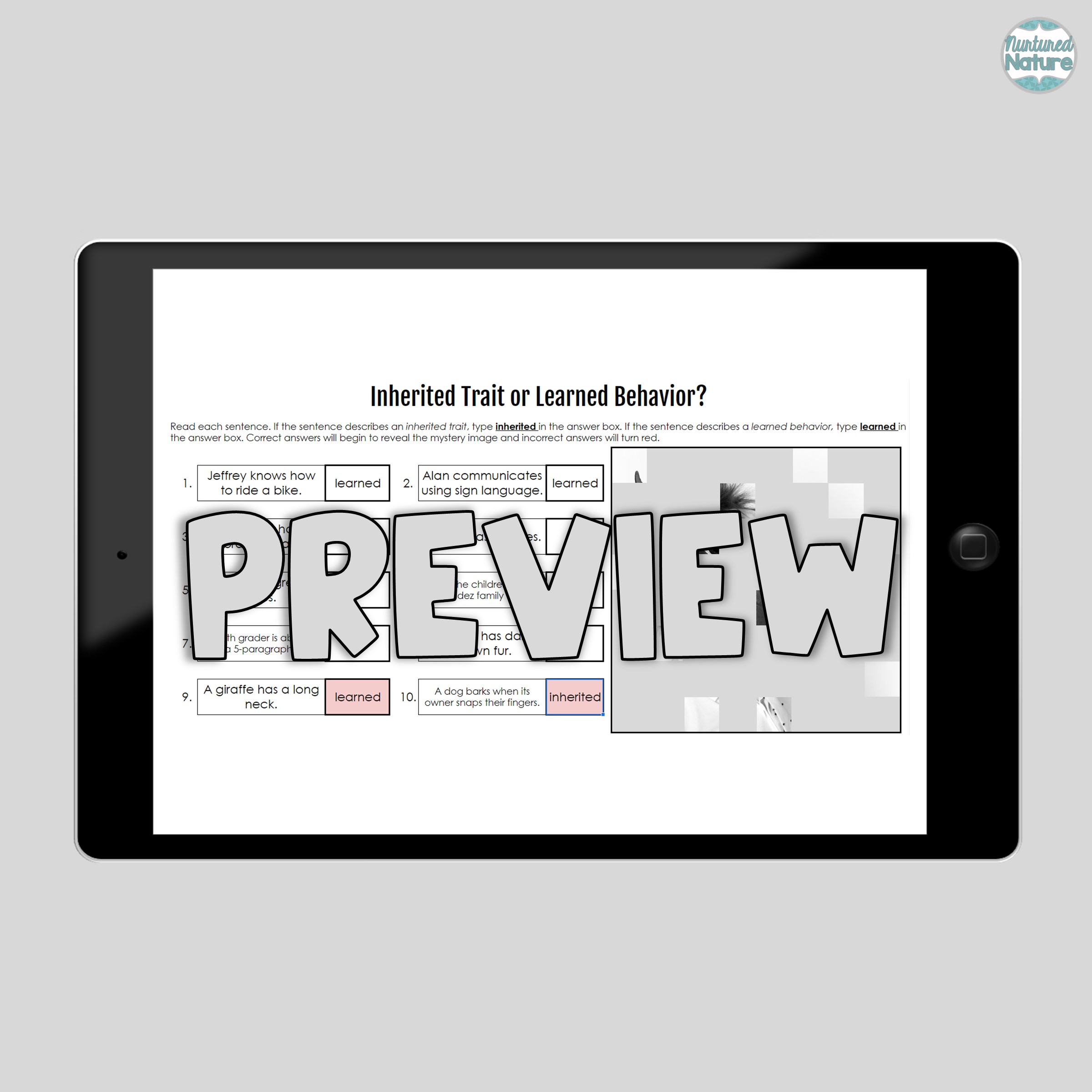 Inherited Trait or Learned Behavior Heredity Digital Pixel Art Puzzle 1 ...