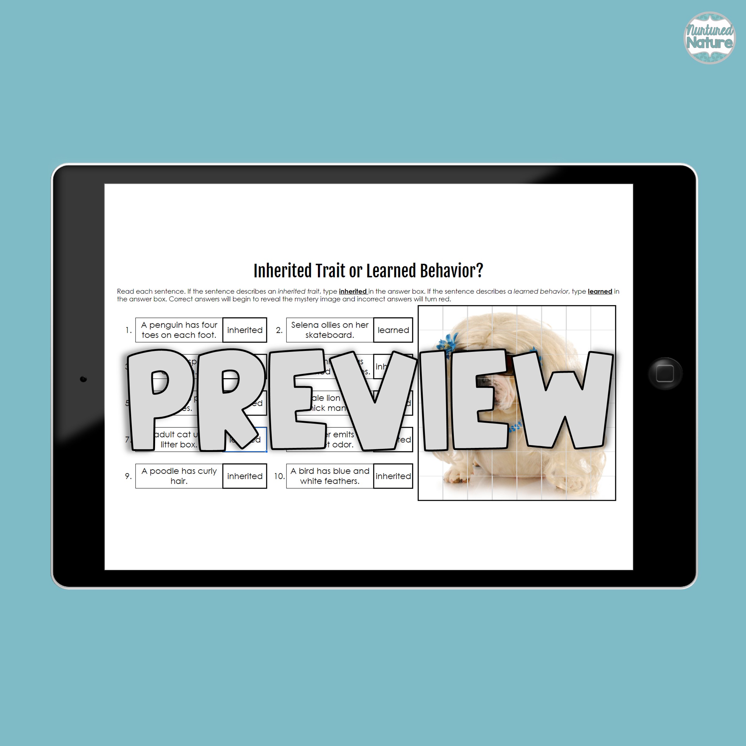 Inherited Trait or Learned Behavior Heredity Digital Pixel Art Puzzle 2 ...