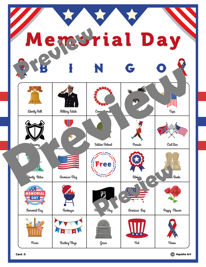 Memorial Day Game Cards : The Perfect Party Game ! | Made By Teachers