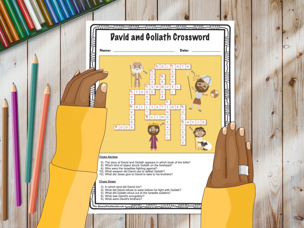 David and Goliath Crossword Puzzle Printable | Made By Teachers