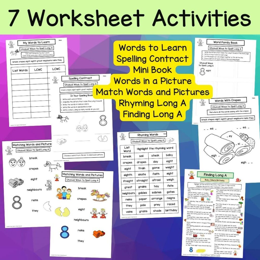 Long A Phonics Activities - Alternative Letter Patterns - Spelling ...