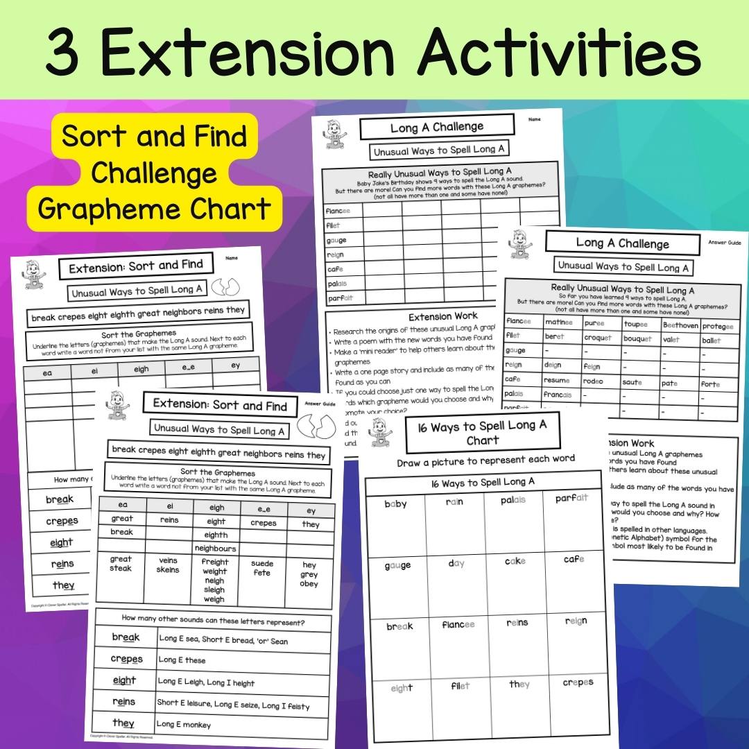 Spelling Activities Long A Uncommon Letter Patterns Phonics Practice ...