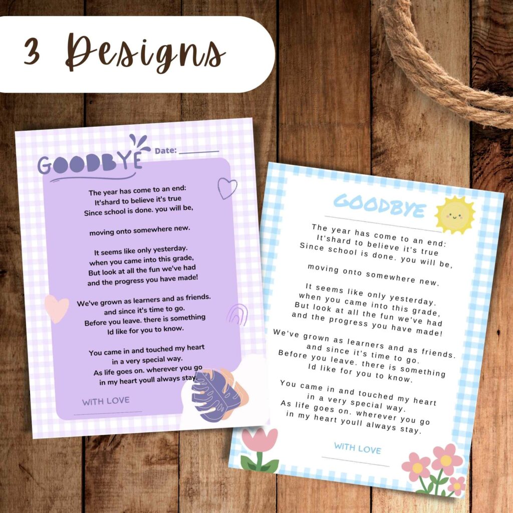 Letter from Teacher | Goodbye Gift from Teacher | End of school |End of ...