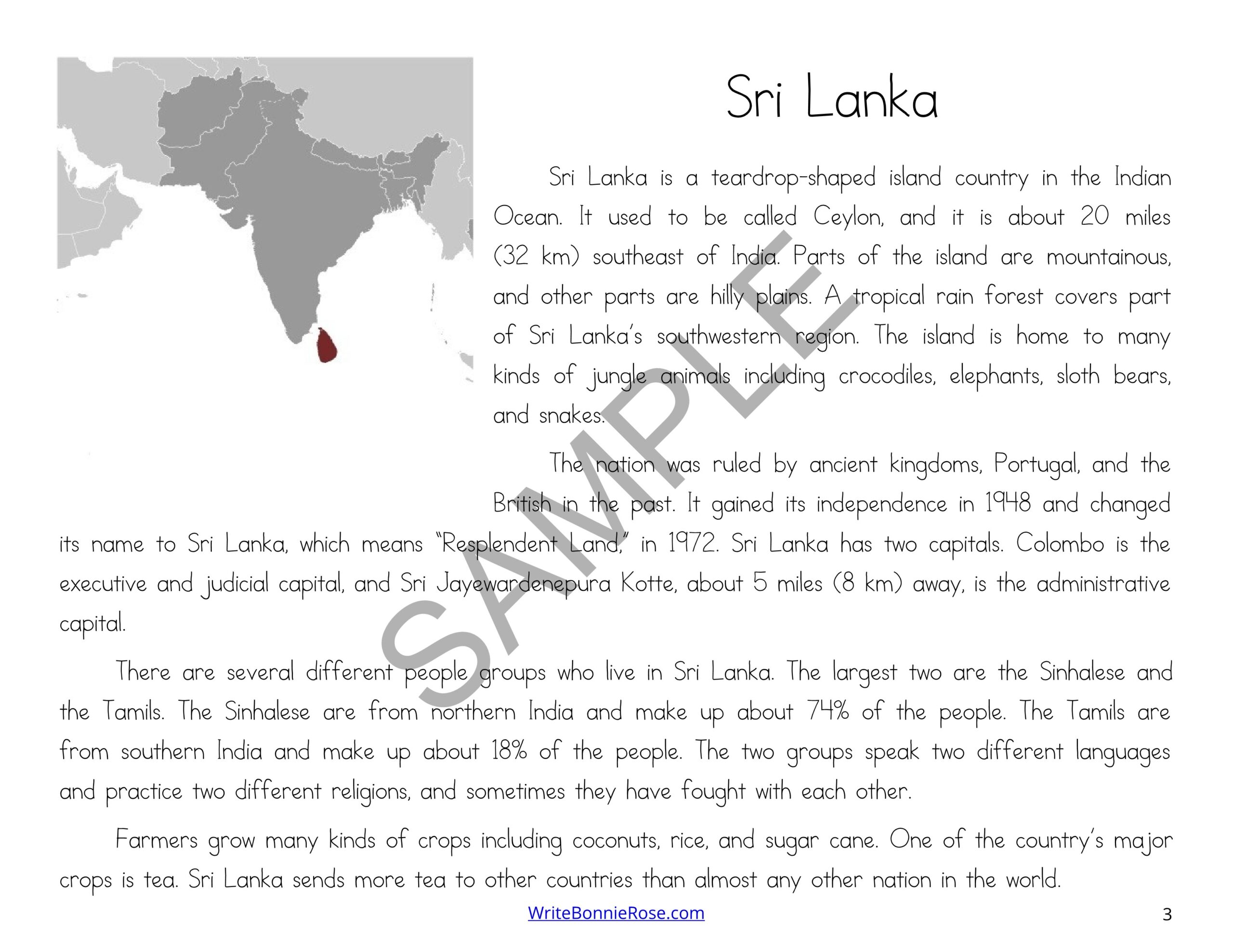 My Book About Sri Lanka with Print Copywork | Made By Teachers