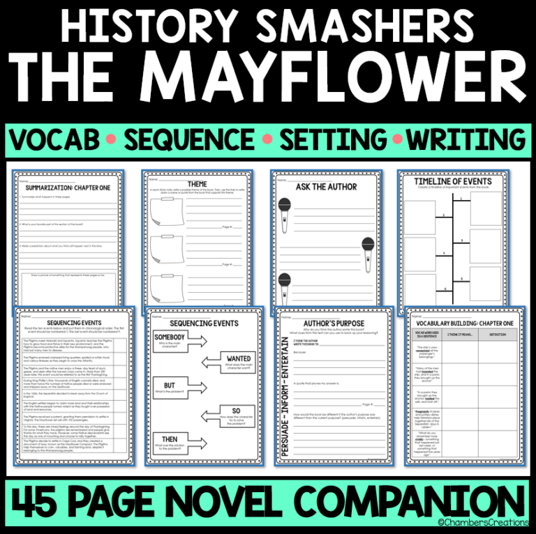 History Smashers The Mayflower Kate Messner Novel Activities | Made By ...