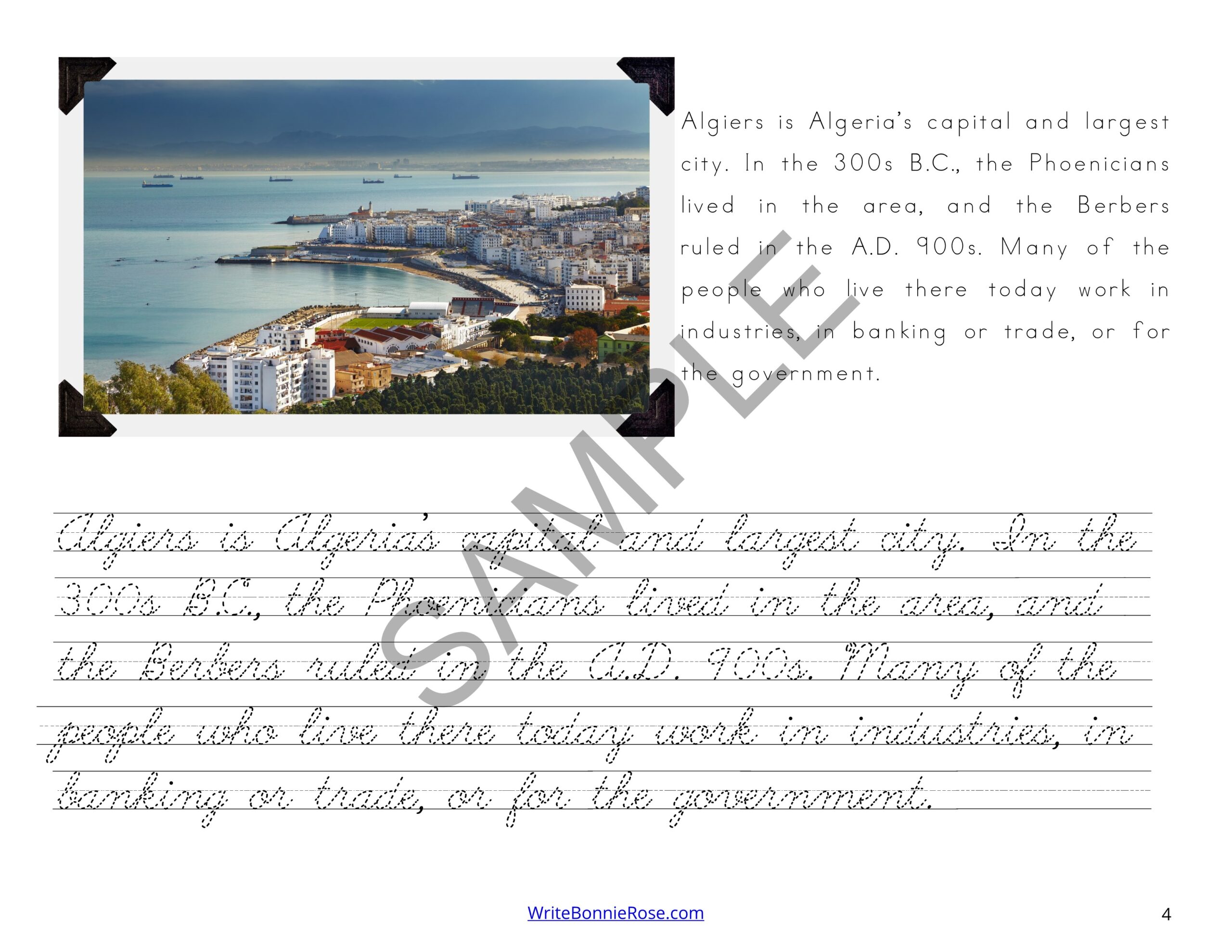 My Book About Algeria with Cursive Copywork | Made By Teachers