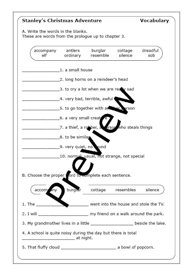 Jeff Brown "Stanley's Christmas Adventure" worksheets | Made By Teachers
