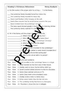 Jeff Brown "Stanley's Christmas Adventure" worksheets | Made By Teachers