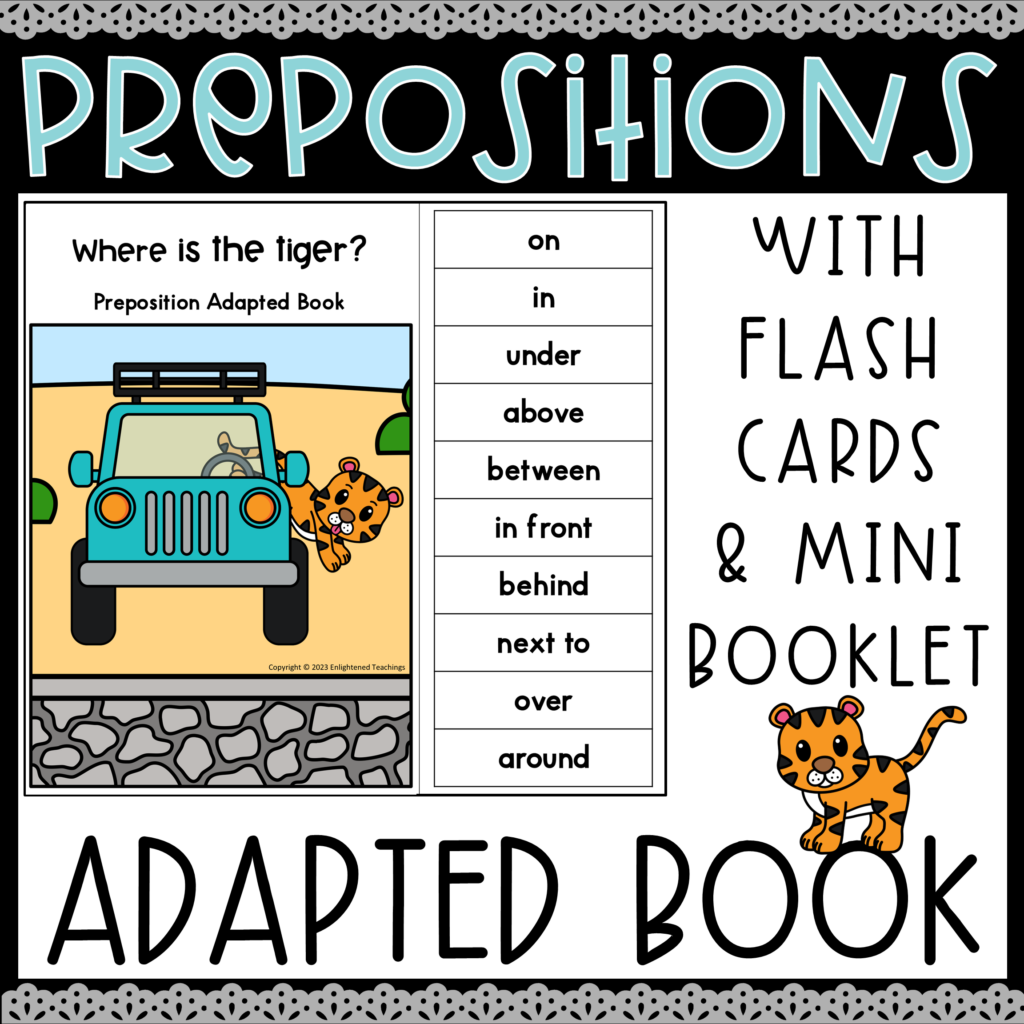 Zoo Prepositions Adapted Book Interactive Booklet Flash Cards - Tiger ...