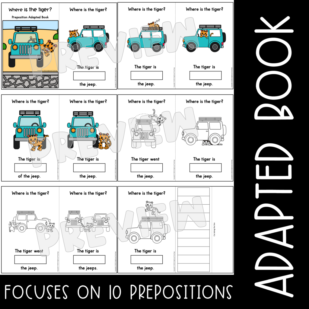 Zoo Prepositions Adapted Book Interactive Booklet Flash Cards - Tiger ...