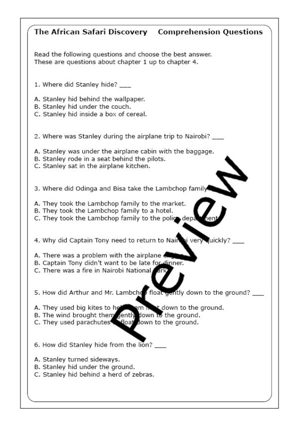 Flat Stanley "The African Safari Discovery" worksheets | Made By Teachers