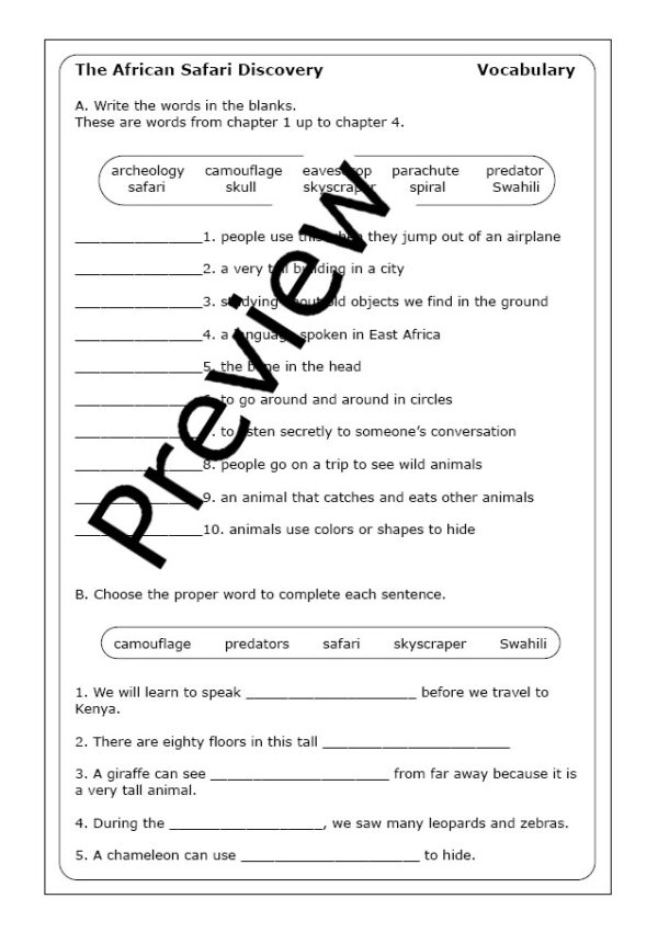 Flat Stanley "The African Safari Discovery" worksheets | Made By Teachers