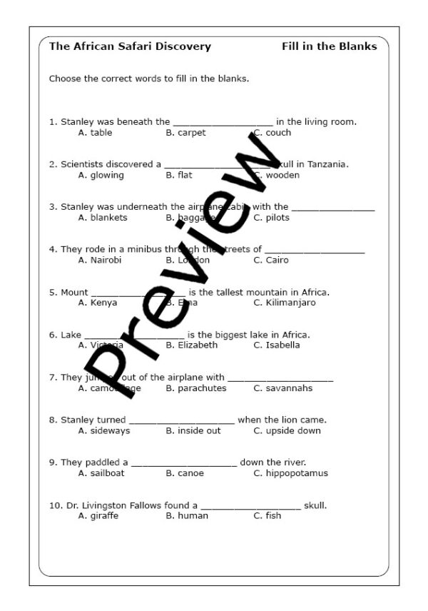 Flat Stanley "The African Safari Discovery" worksheets | Made By Teachers