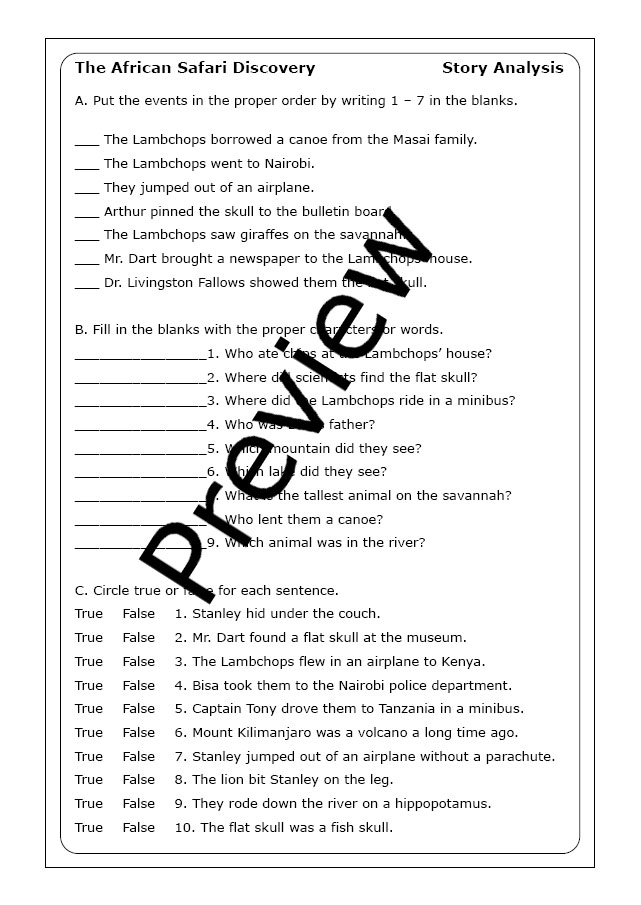 Flat Stanley "The African Safari Discovery" worksheets | Made By Teachers