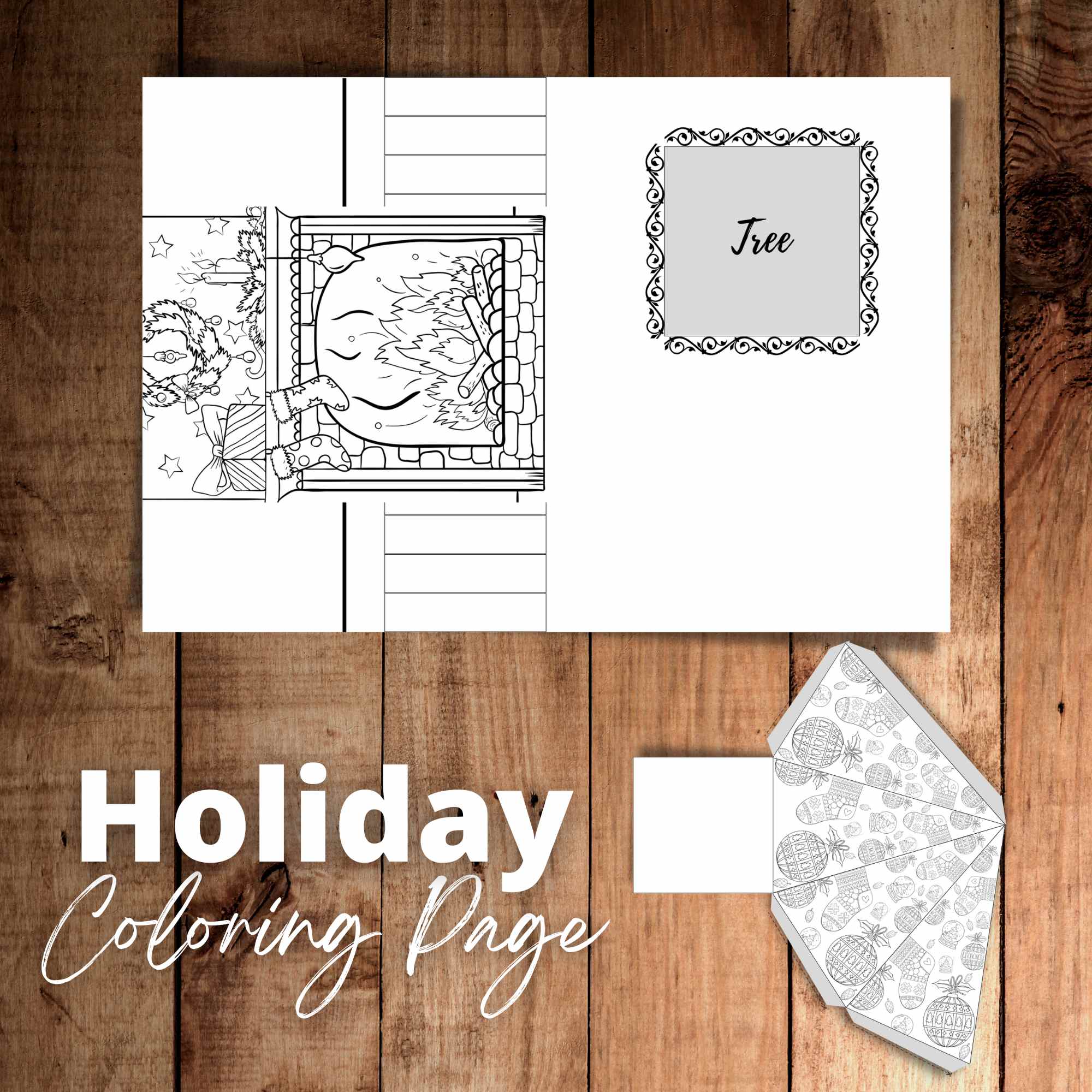 Holiday Coloring Page : Christmas Tree and Fireplace | Made By Teachers