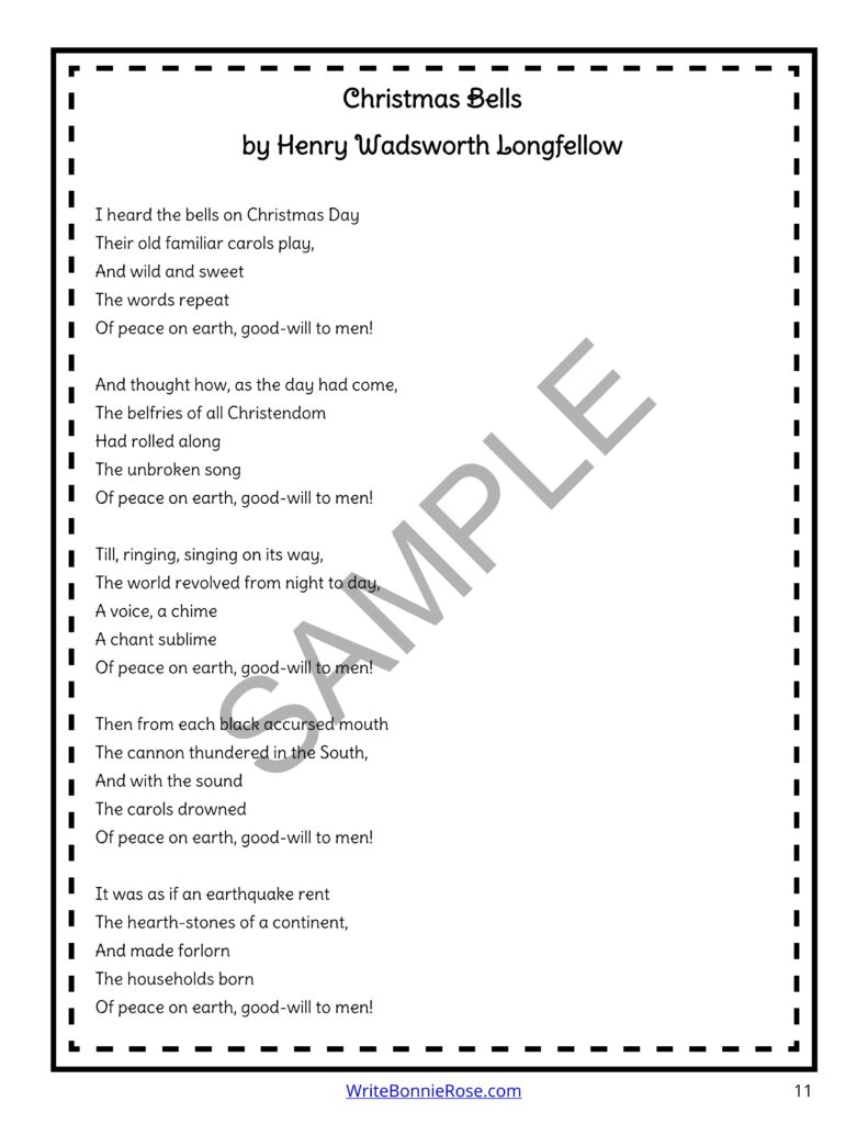Christmas Bells Poetry Analysis and Print Copywork | Made By Teachers