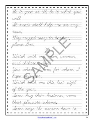 Old and New Year Ditties Poetry Analysis and Cursive Copywork | Made By ...