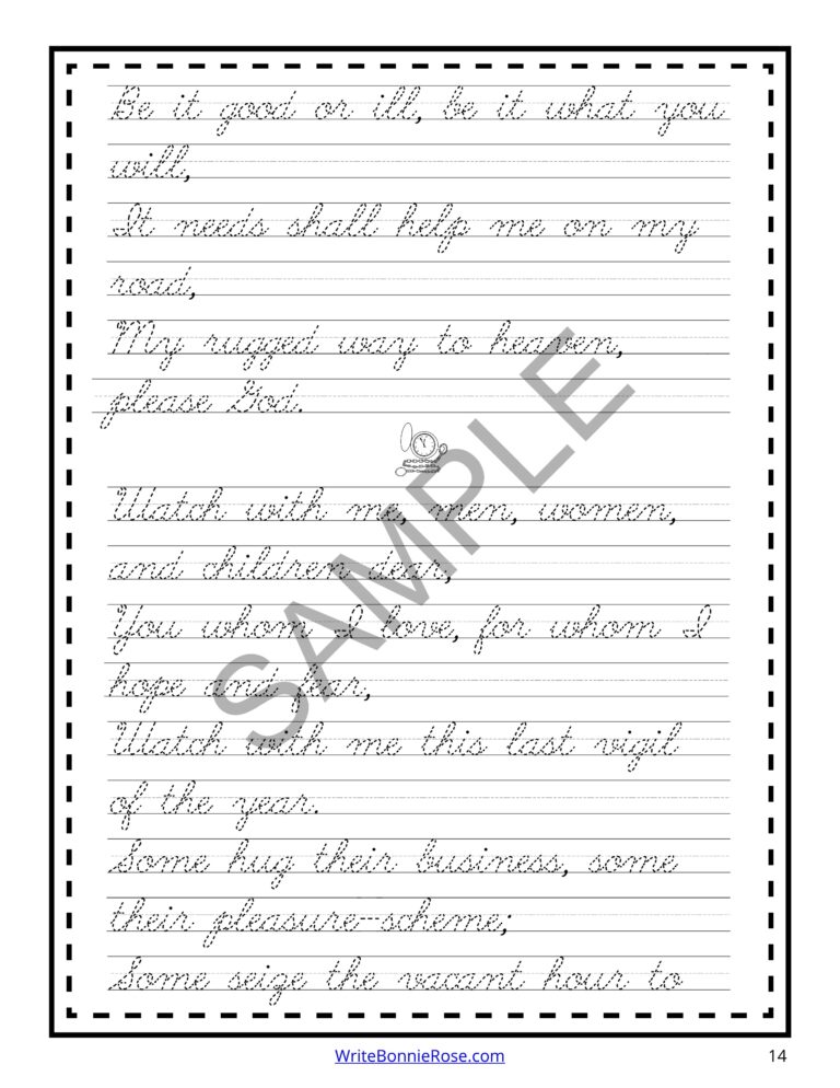 Old and New Year Ditties Poetry Analysis and Cursive Copywork | Made By ...