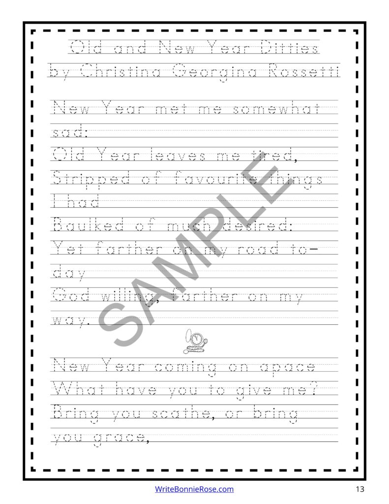 Old and New Year Ditties Poetry Analysis and Print Copywork | Made By ...