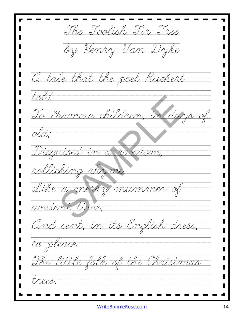 The Foolish Fir-Tree Poetry Analysis and Cursive Copywork | Made By ...