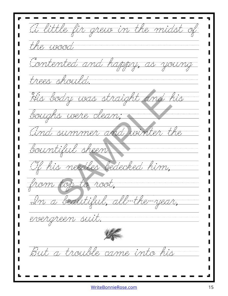 The Foolish Fir-Tree Poetry Analysis and Cursive Copywork | Made By ...