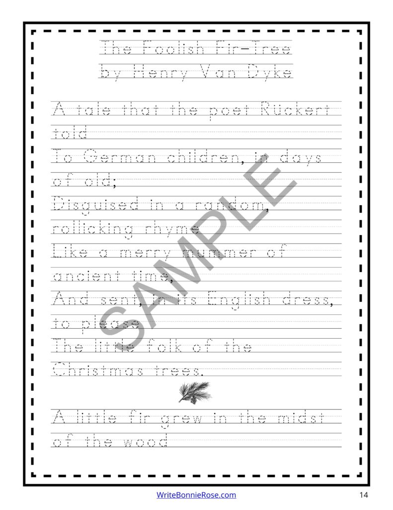 The Foolish Fir-Tree Poetry Analysis and Print Copywork | Made By Teachers