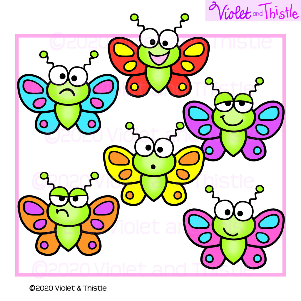 Butterfly Clipart Cute Spring Fun Faces Butterflies Clip Art Emotion ...