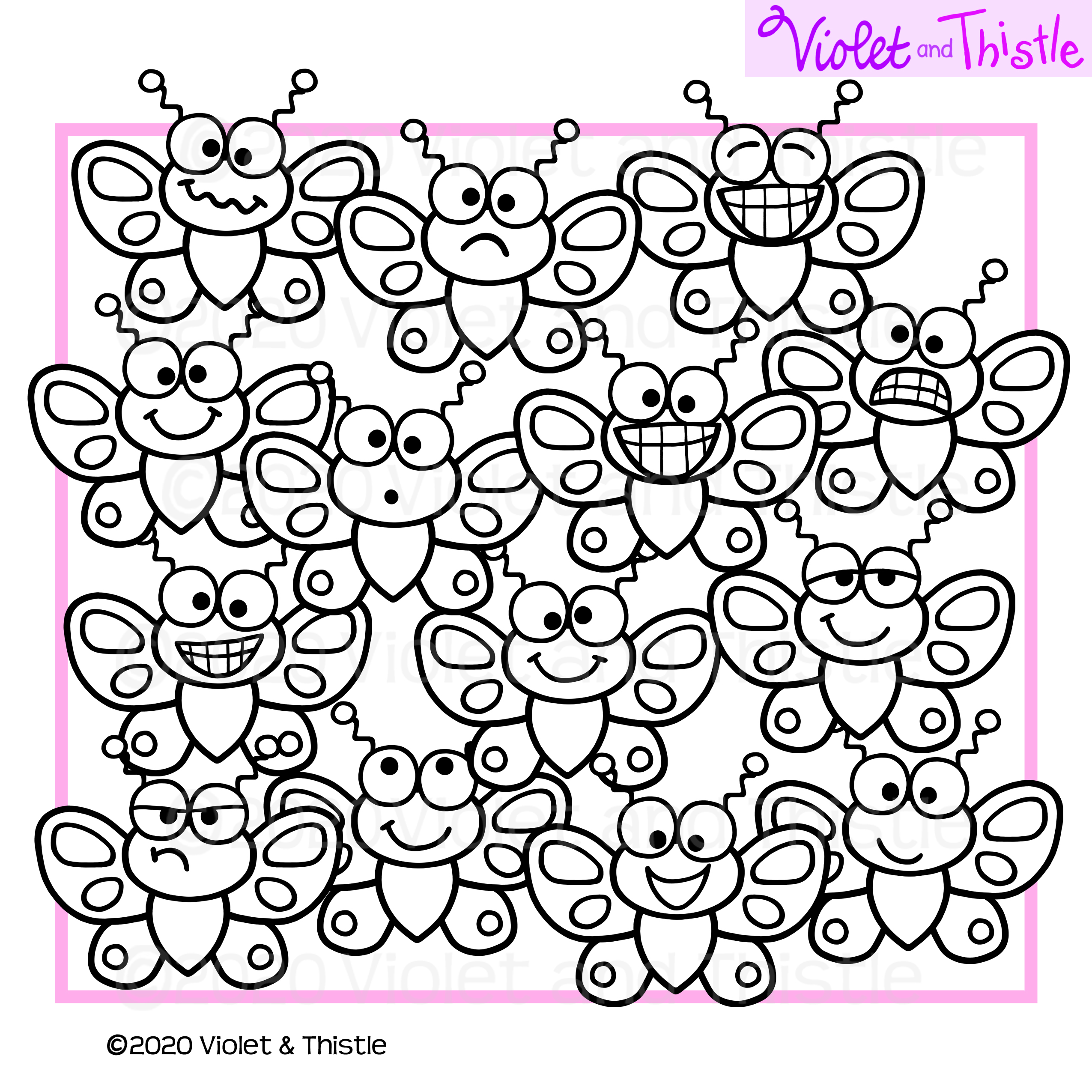 Butterfly Clipart Cute Spring Fun Faces Butterflies Clip Art Emotion ...