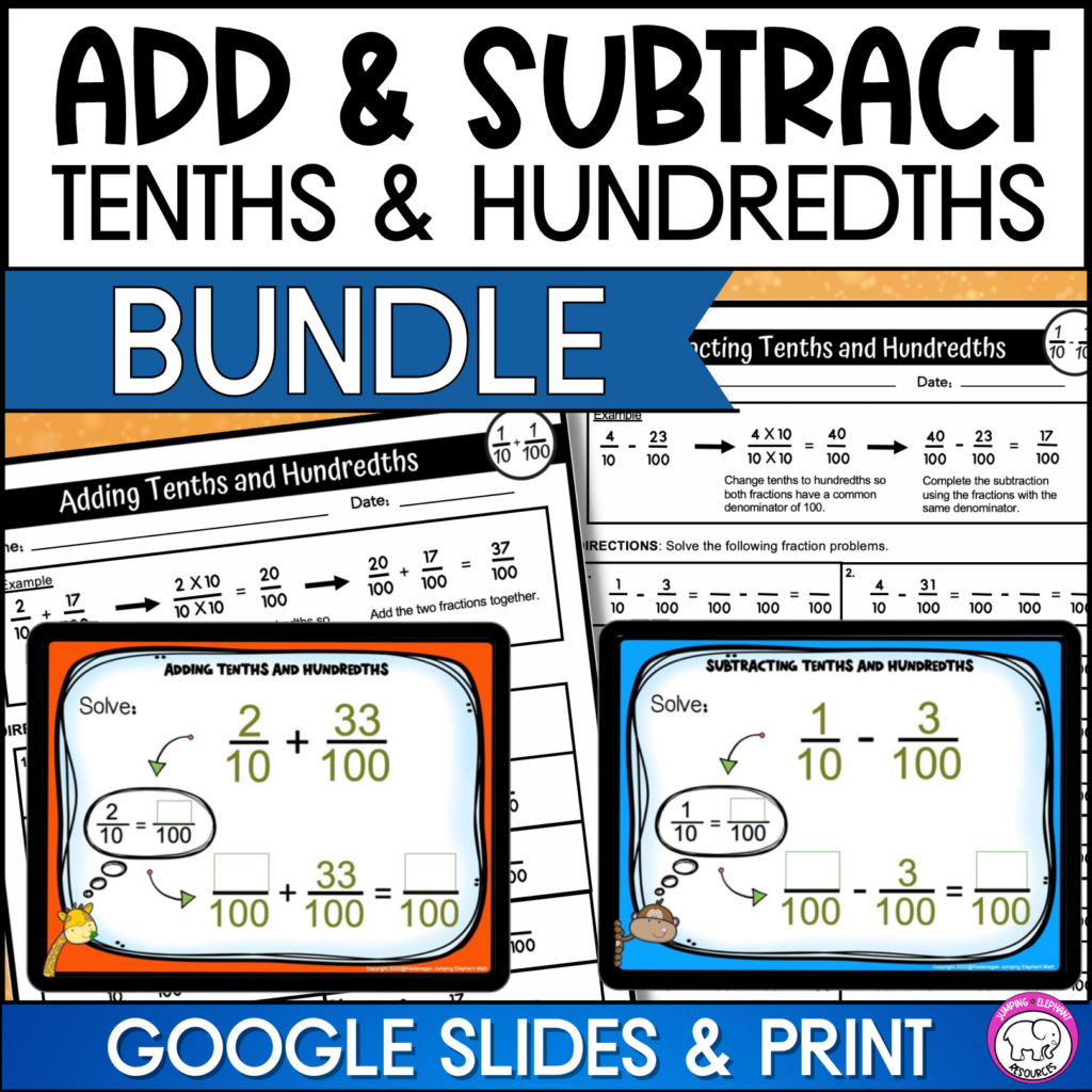 Adding and Subtracting Tenths and Hundredths BUNDLE Google Slides and ...