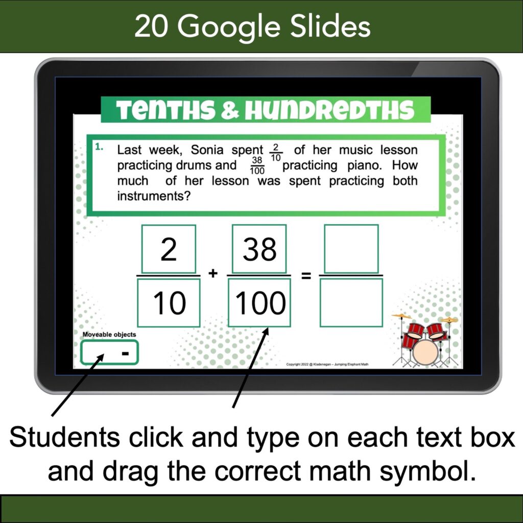 Add and Subtract Tenths and Hundredths Word Problems Print and Google ...