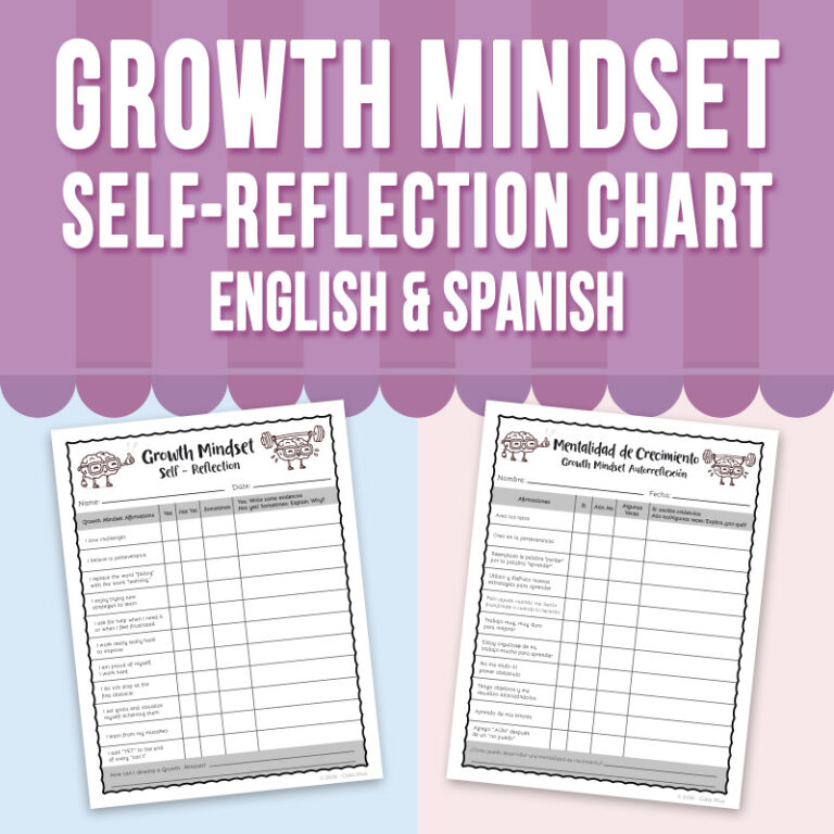 Growth Mindset Self Reflection Chart English & Spanish FREE! | Made By ...