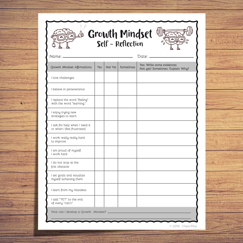 Growth Mindset Self Reflection Chart English & Spanish FREE! | Made By ...