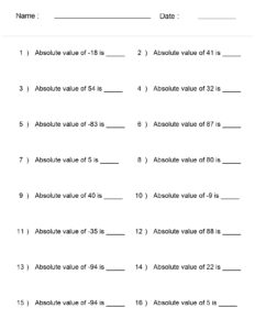 Integers Worksheets - Absolute Values of Integers Worksheets - Made By ...