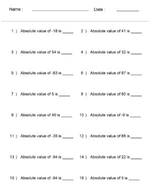 Integers Worksheets - Absolute Values of Integers Worksheets | Made By ...