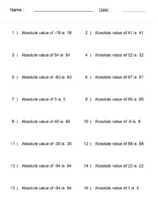 Integers Worksheets - Absolute Values of Integers Worksheets | Made By ...
