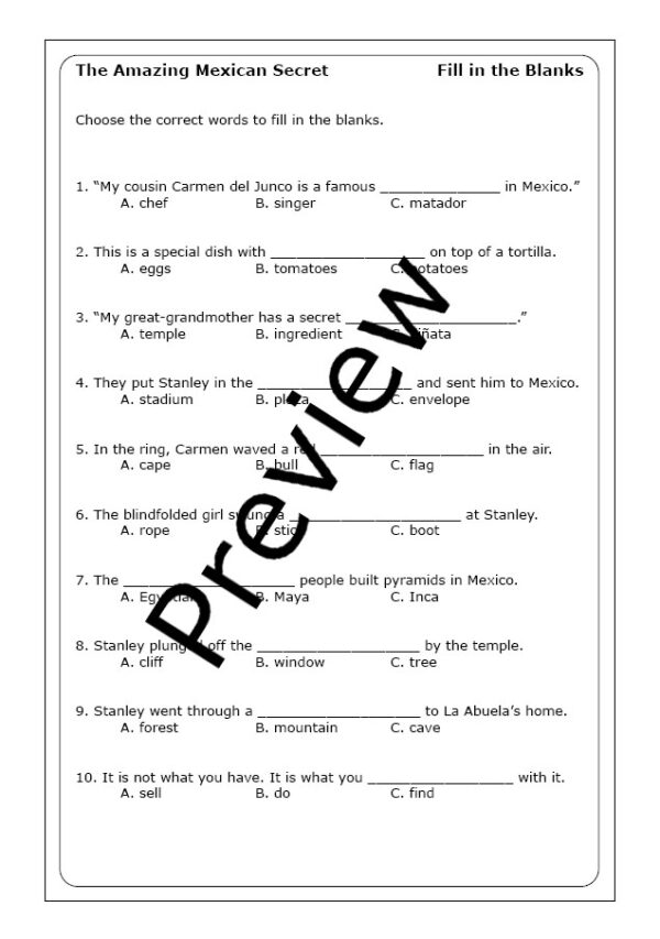 Flat Stanley "The Amazing Mexican Secret" worksheets | Made By Teachers