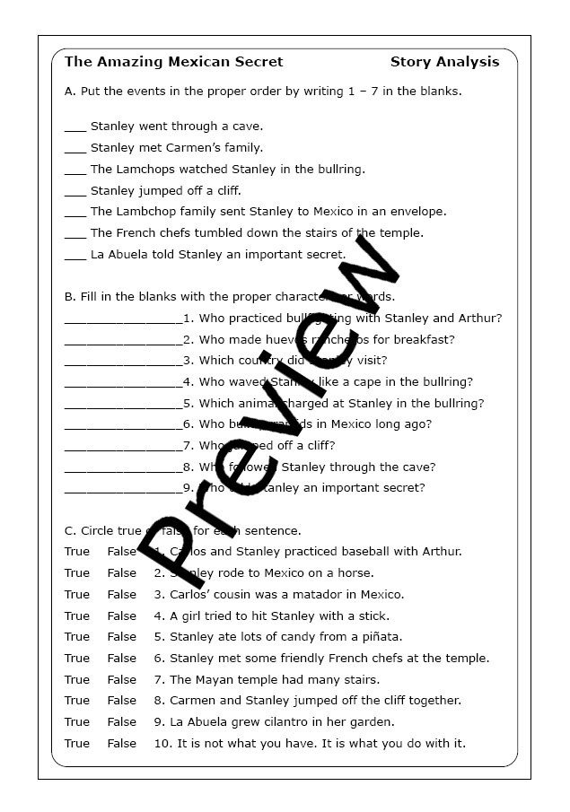 Flat Stanley "The Amazing Mexican Secret" worksheets | Made By Teachers