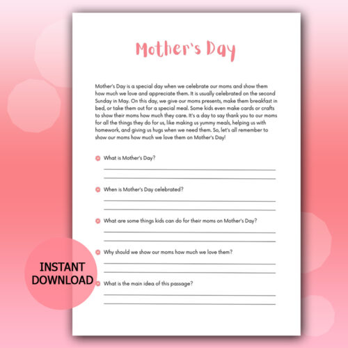 Mother’s Day Reading Comprehension Activity | Made By Teachers