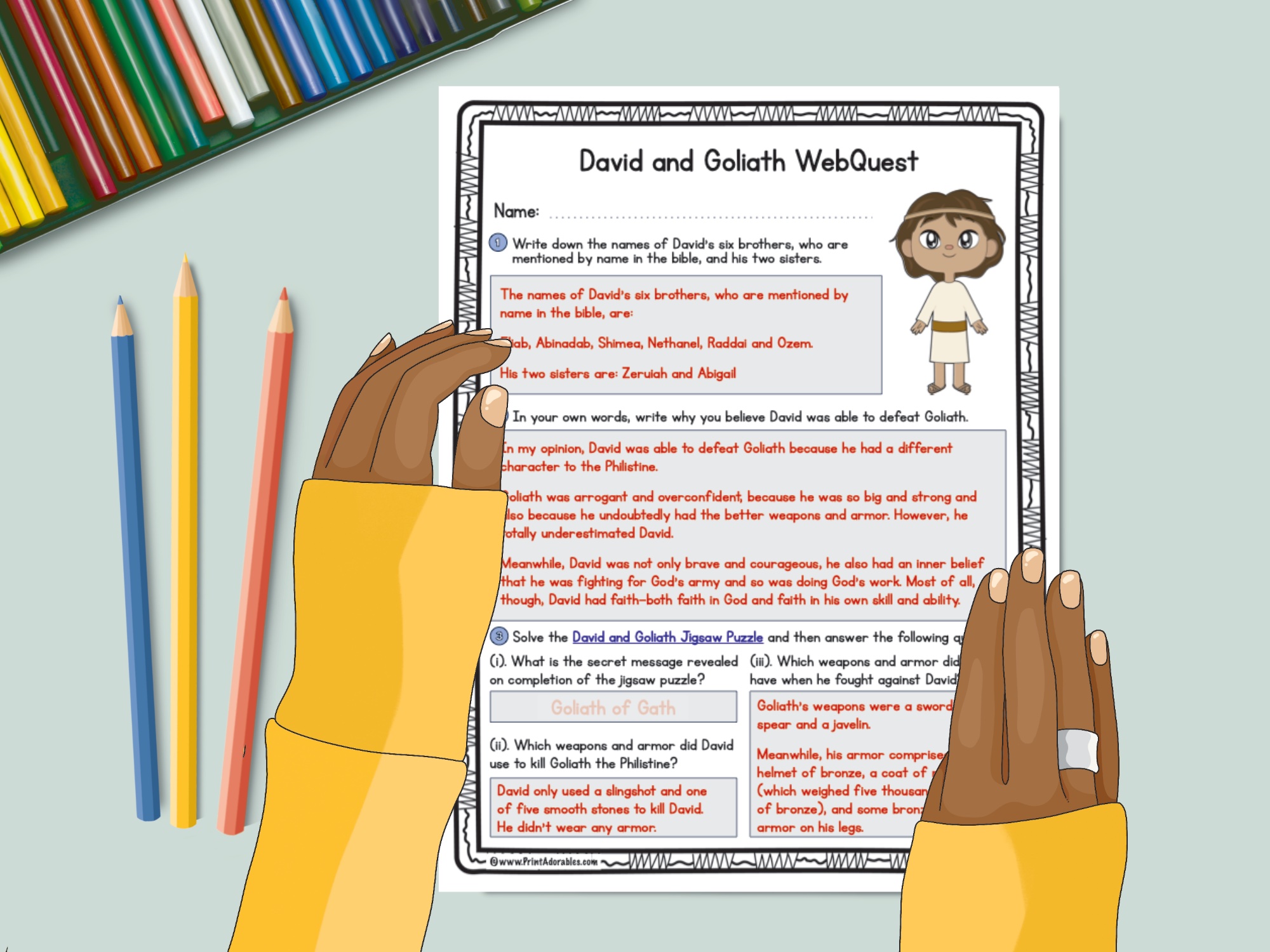 David and Goliath Bible WebQuest (Premium) | Made By Teachers