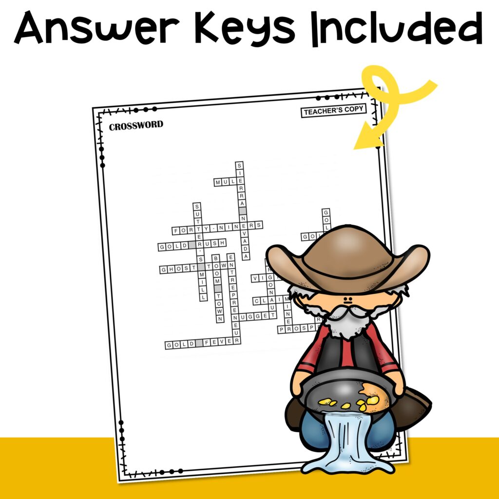 Calfornia Gold Rush Vocabulary Word Puzzles | Made By Teachers