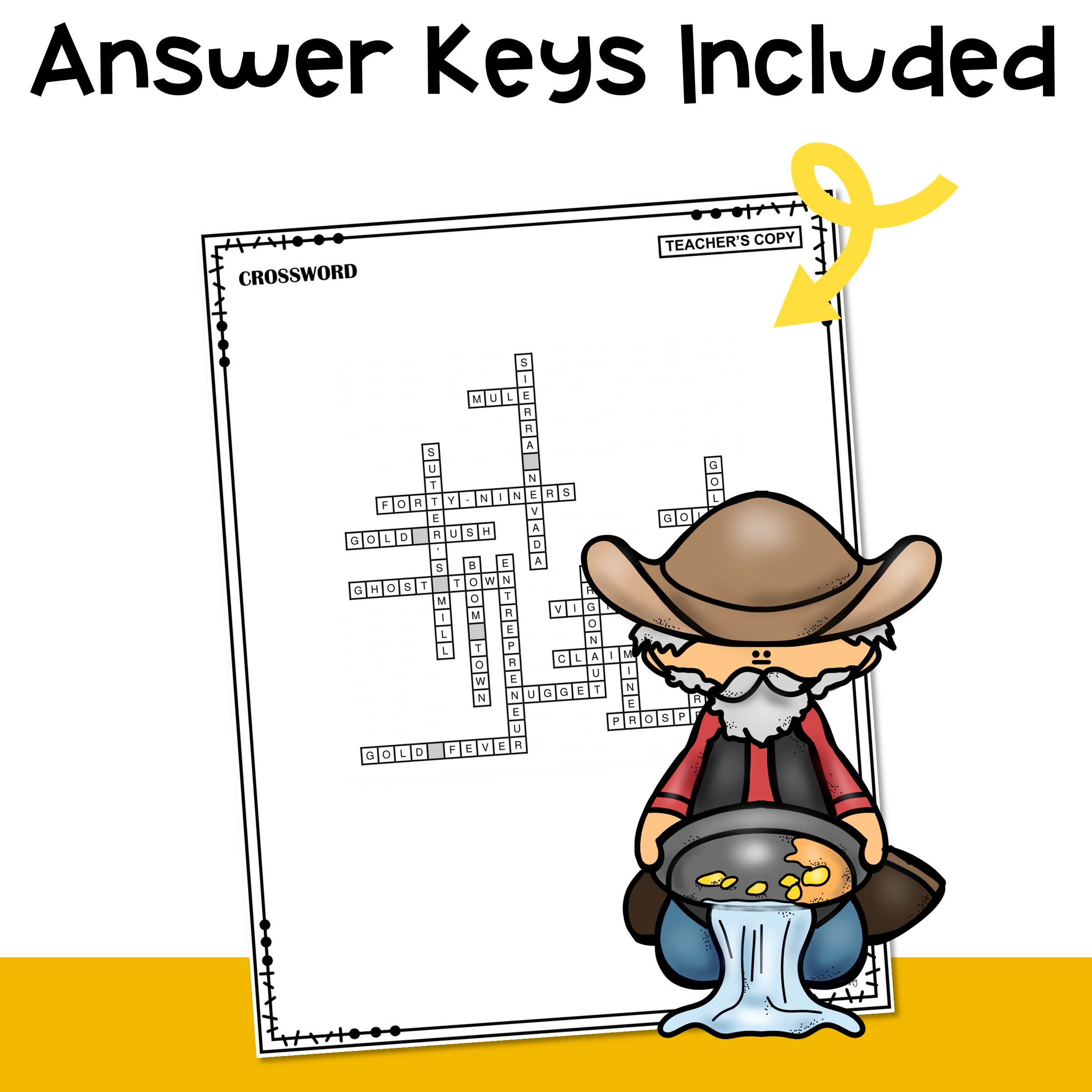 Calfornia Gold Rush Vocabulary Word Puzzles | Made By Teachers