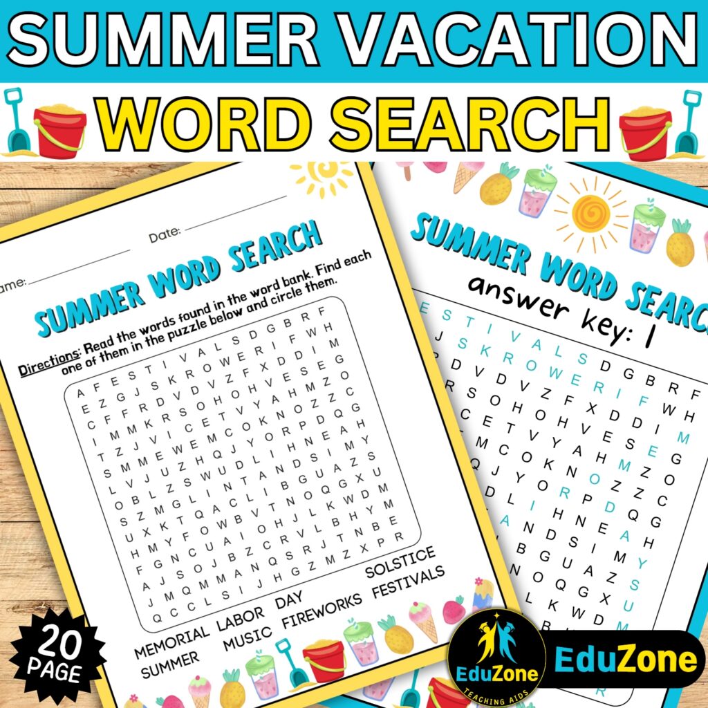 End-of-Year Summer Word Search: Fun Activity for Kids And Great for ...