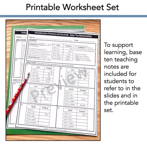 Multiply Decimals with Powers of Ten Google Slides and Worksheets ...