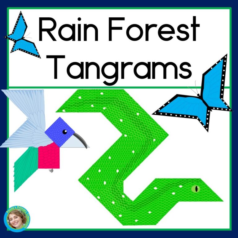 Rain Forest Animals Tangram Puzzles Printable | 2D Shapes Math Center ...