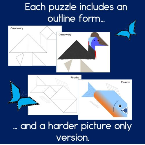 Rain Forest Animals Tangram Puzzles Printable | 2D Shapes Math Center ...